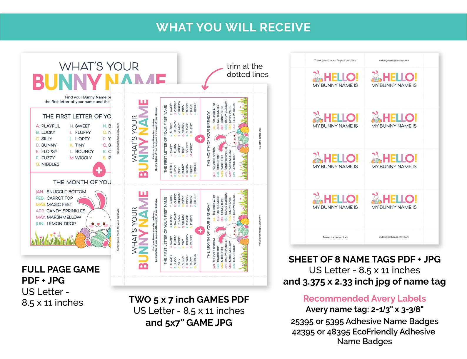 What's Your Bunny Name Game, Printable Easter Party Game for Kids and ...