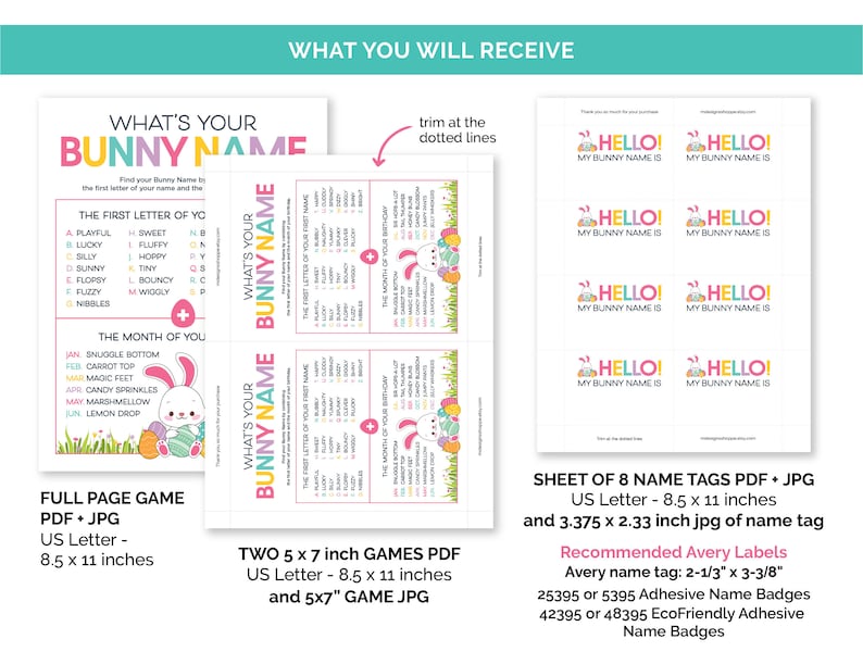 What's Your Bunny Name Game, Printable Easter Party Game for Kids and ...