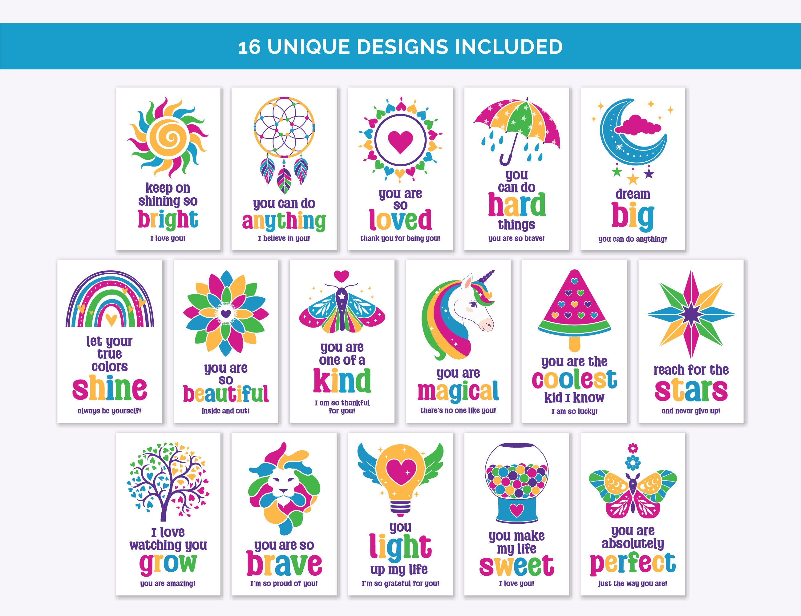 Printable Lunch Box Notes for Kids, Motivational Lunchbox Notes ...