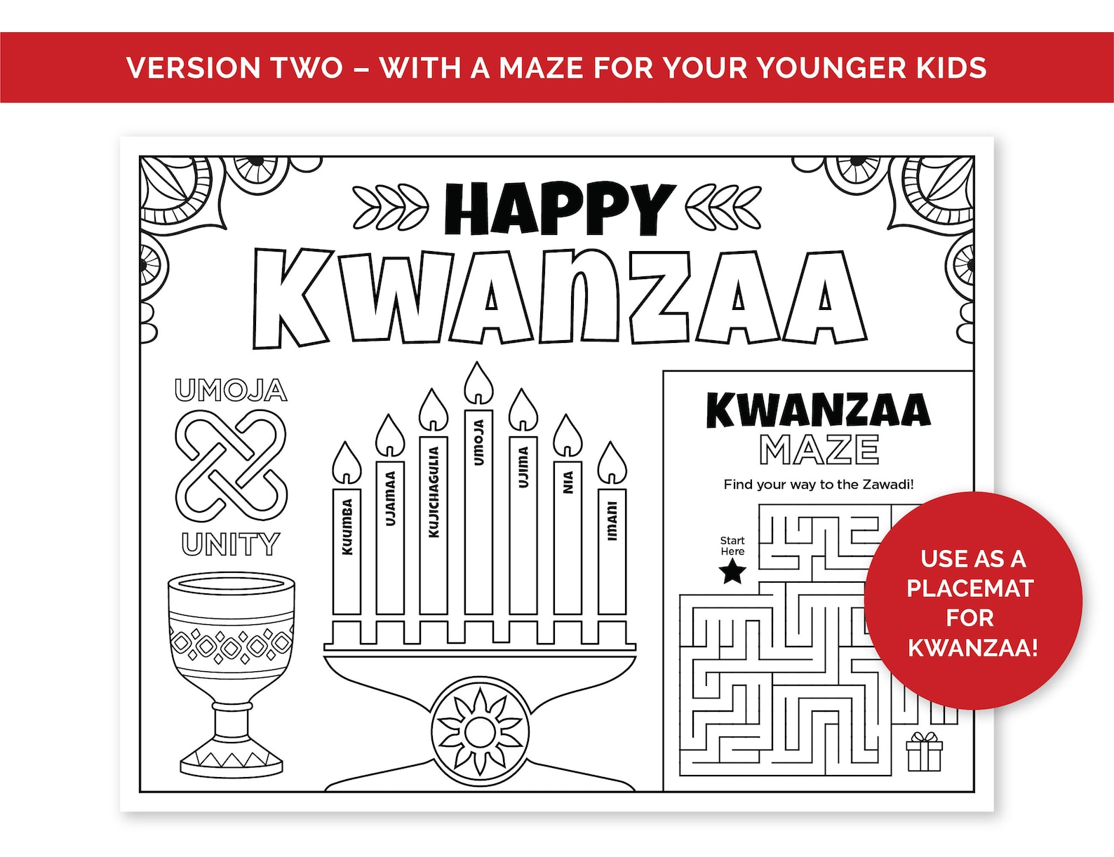 Kwanzaa Kids Coloring and Activities Page, Printable Kids Activity ...
