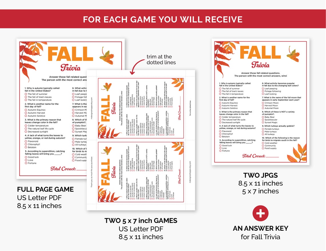 Fall Games Bundle, Printable Autumn Games for Kids, Teens, and Adults ...