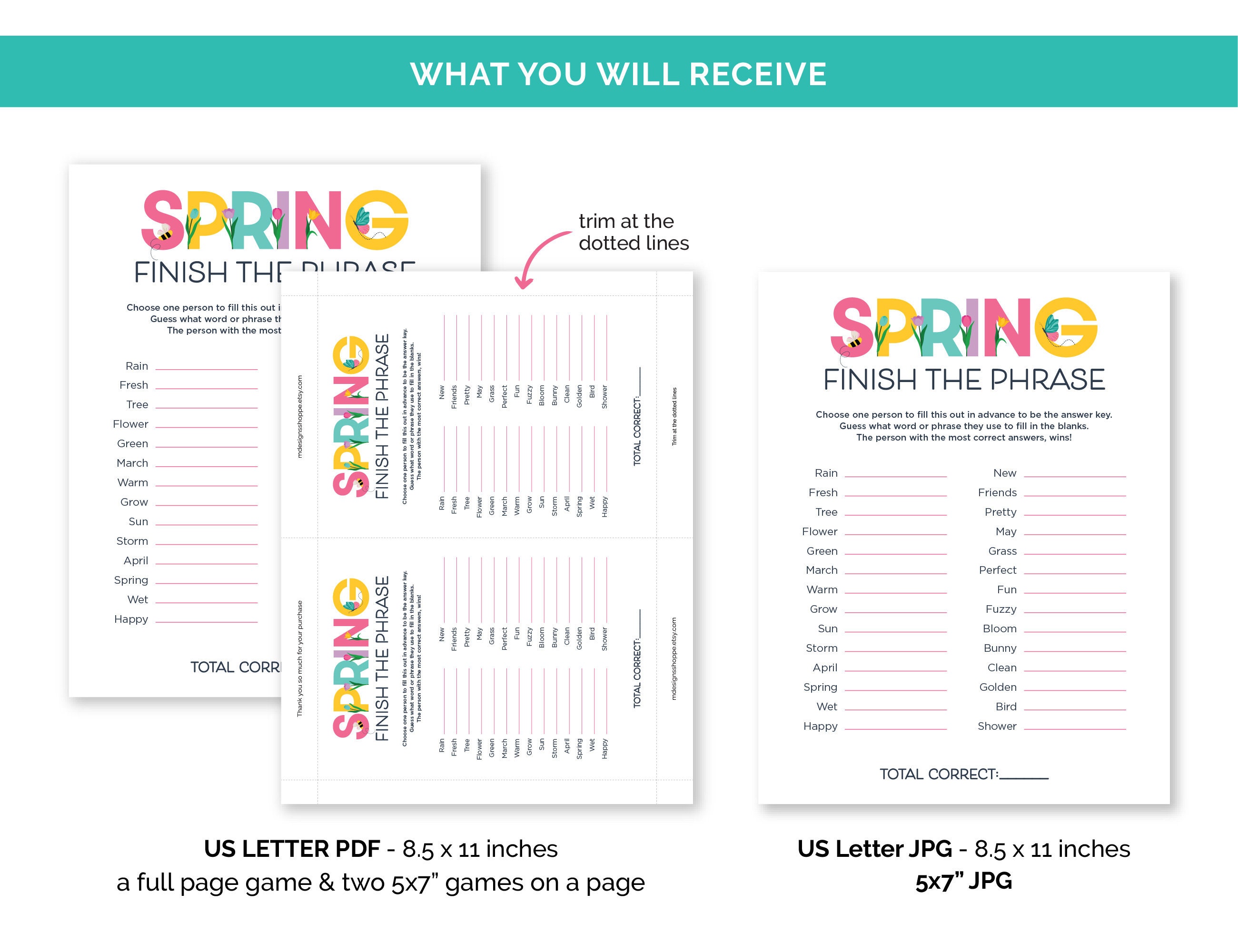 Spring Finish the Phrase, Printable Spring Party Game for Kids & Adults ...