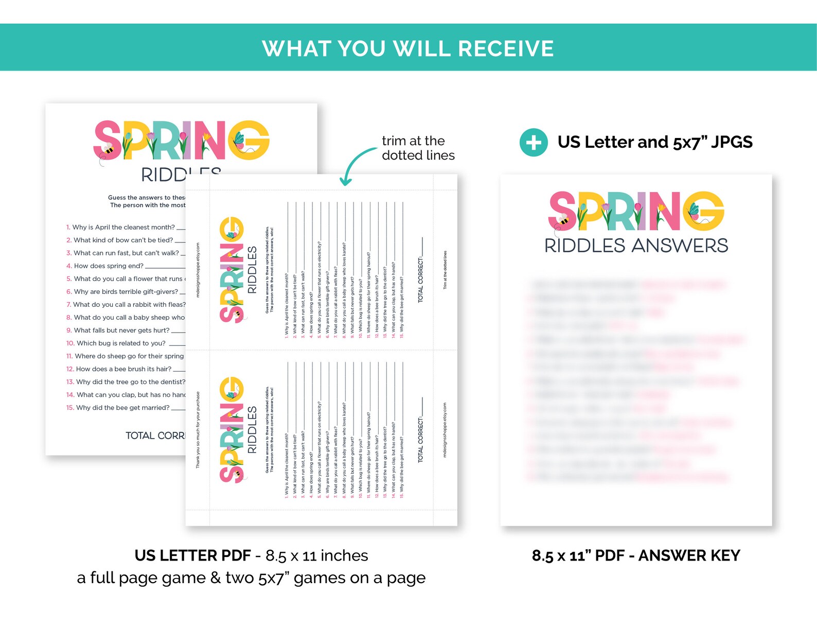 Spring Riddles, Printable Riddle Me This Game for a Spring Classroom ...