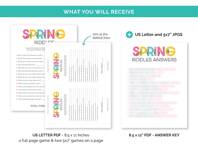 Spring Riddles, Printable Riddle Me This Game for a Spring Classroom ...