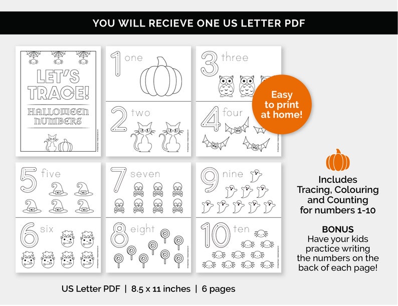 Halloween Worksheets for Kids, Printable Tracing and Coloring ...