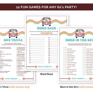 60s Party Games, Printable Games Bundle for a 60s Theme Party, Back to ...