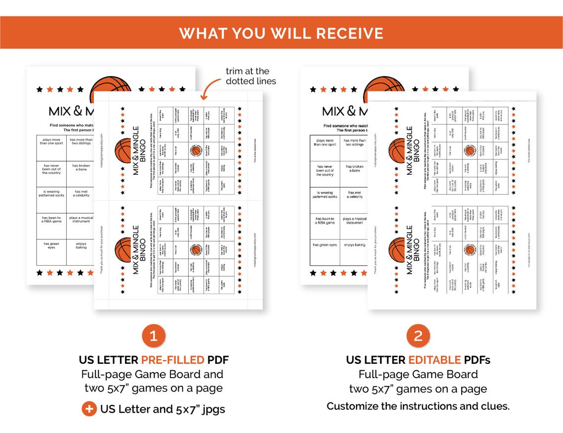 Editable Basketball Mix & Mingle Bingo, Basketball Team Building Game ...