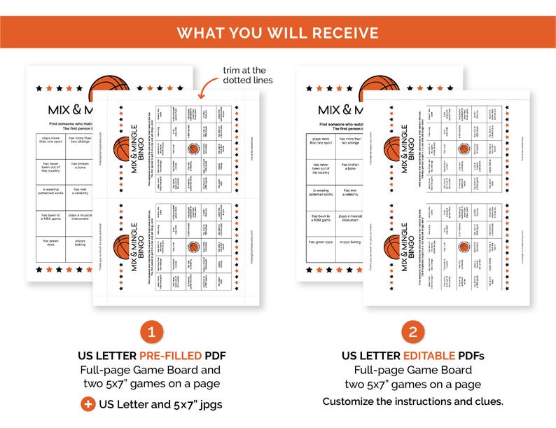 Editable Basketball Mix & Mingle Bingo, Basketball Team Building Game ...