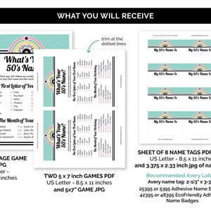 What's Your 50s Name, Printable 1950s Party Sign, 50s Name Generator ...