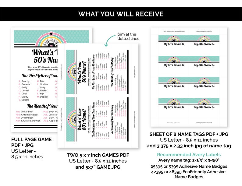 What's Your 50s Name, Printable 1950s Party Sign, 50s Name Generator ...