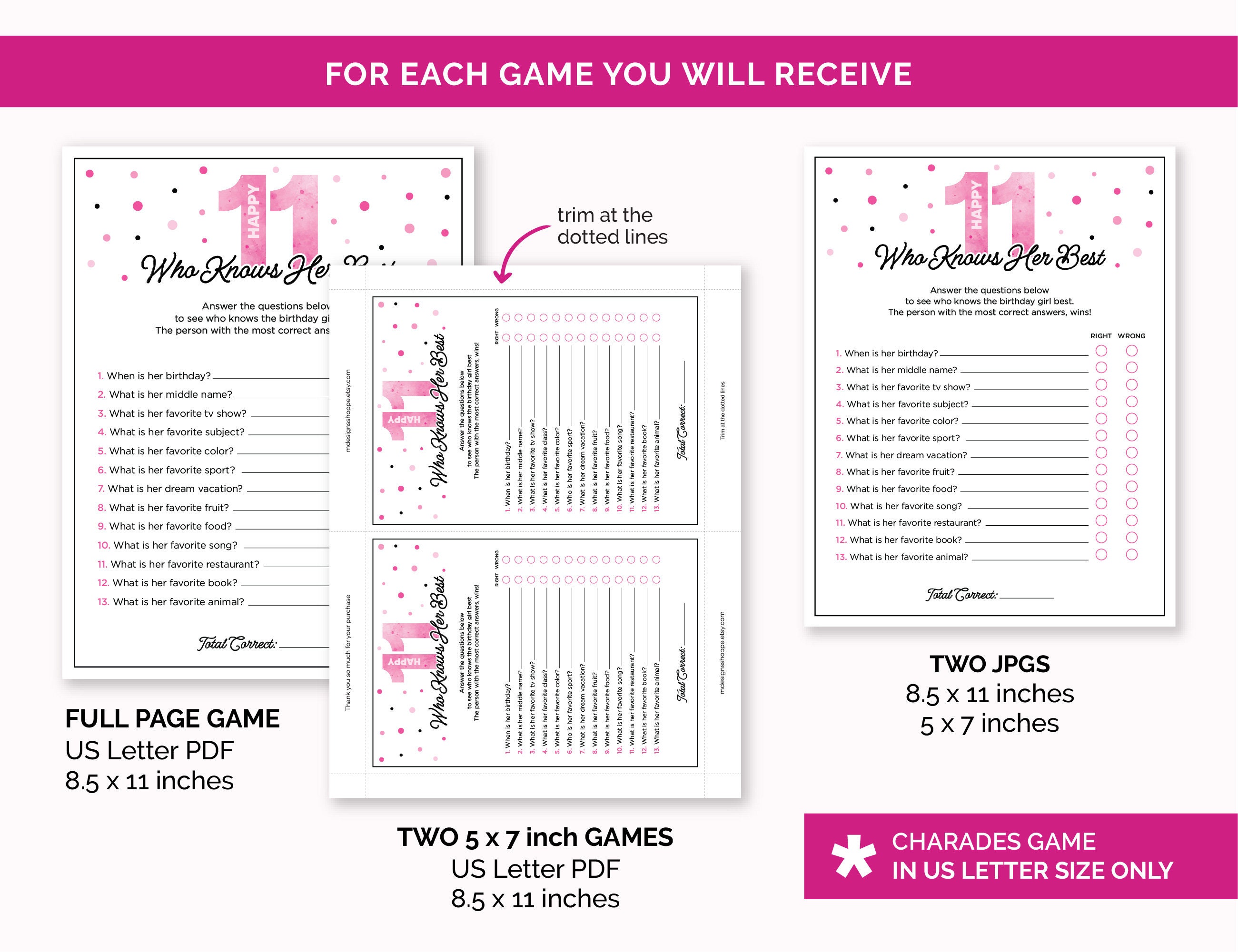 11th Birthday Party Games, Printable Birthday Games Bundle With ...