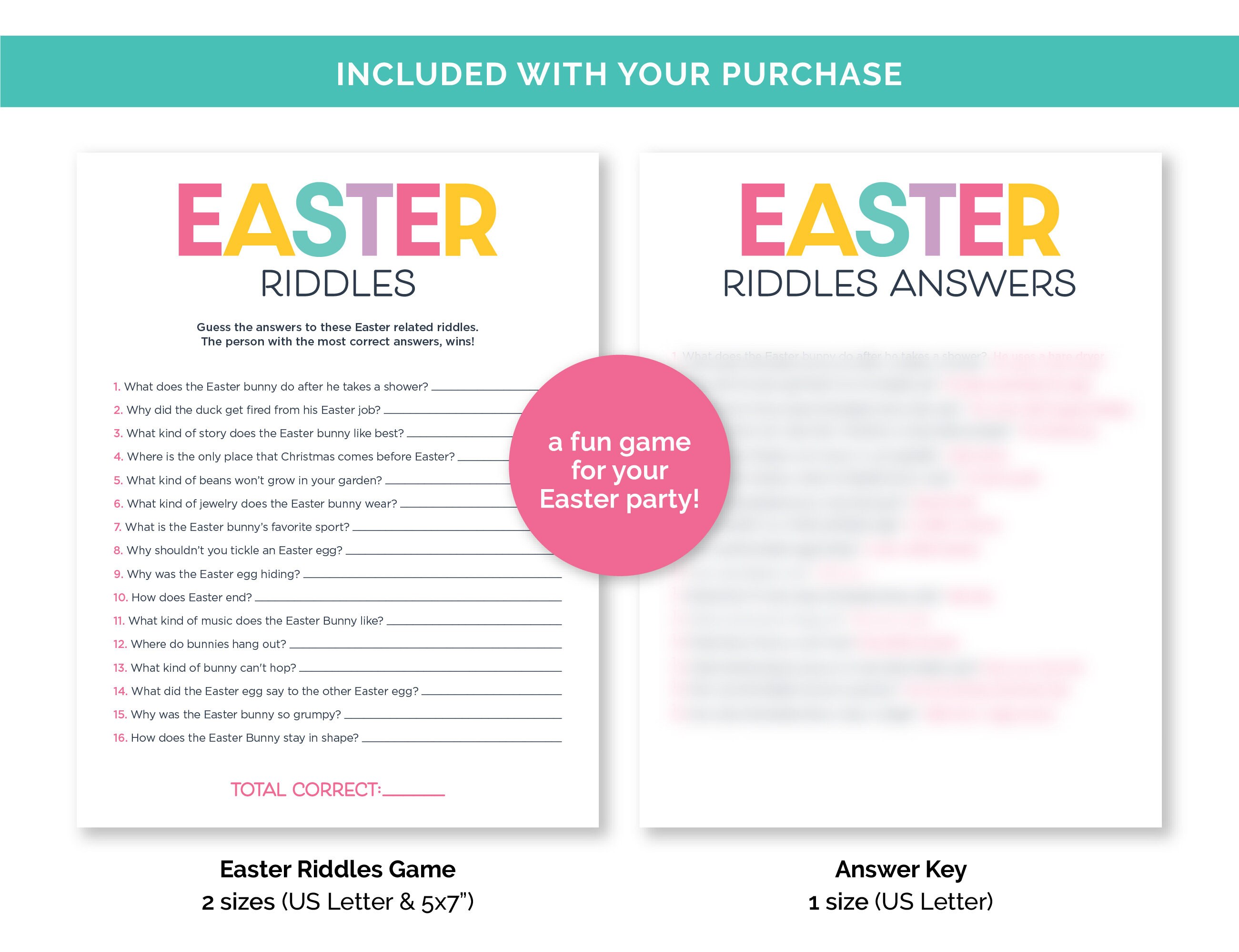 Easter Riddles, Printable Riddle Me This Game for a Family Easter Party ...