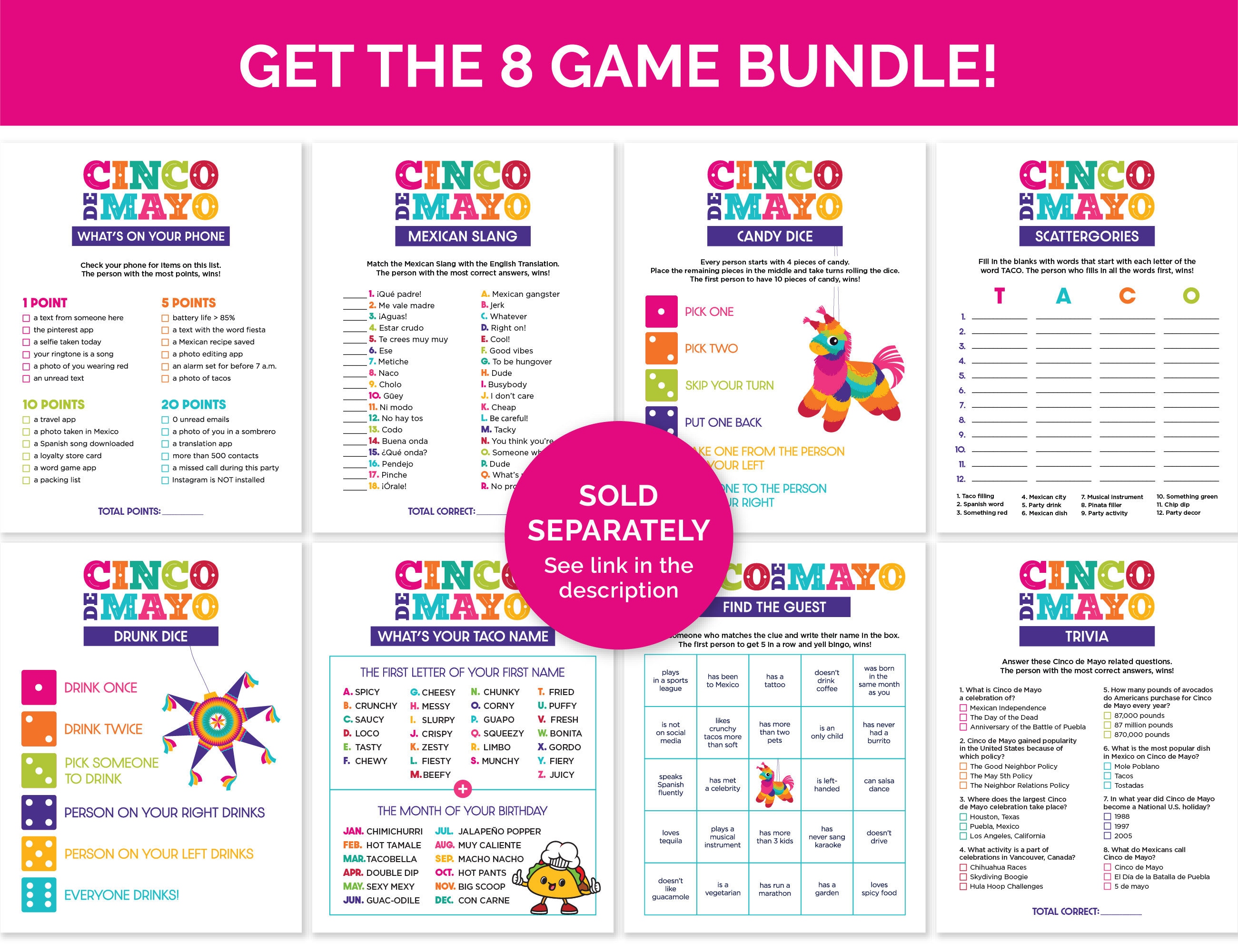 Cinco De Mayo Trivia Game, Printable Quiz With Answers for a Mexican ...