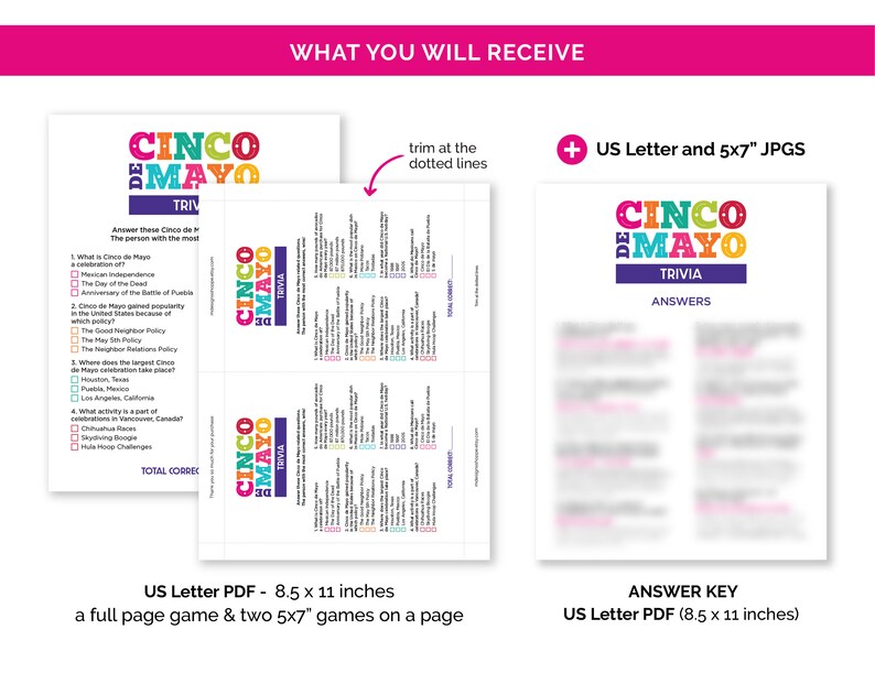 Cinco De Mayo Trivia Game, Printable Quiz With Answers for a Mexican ...