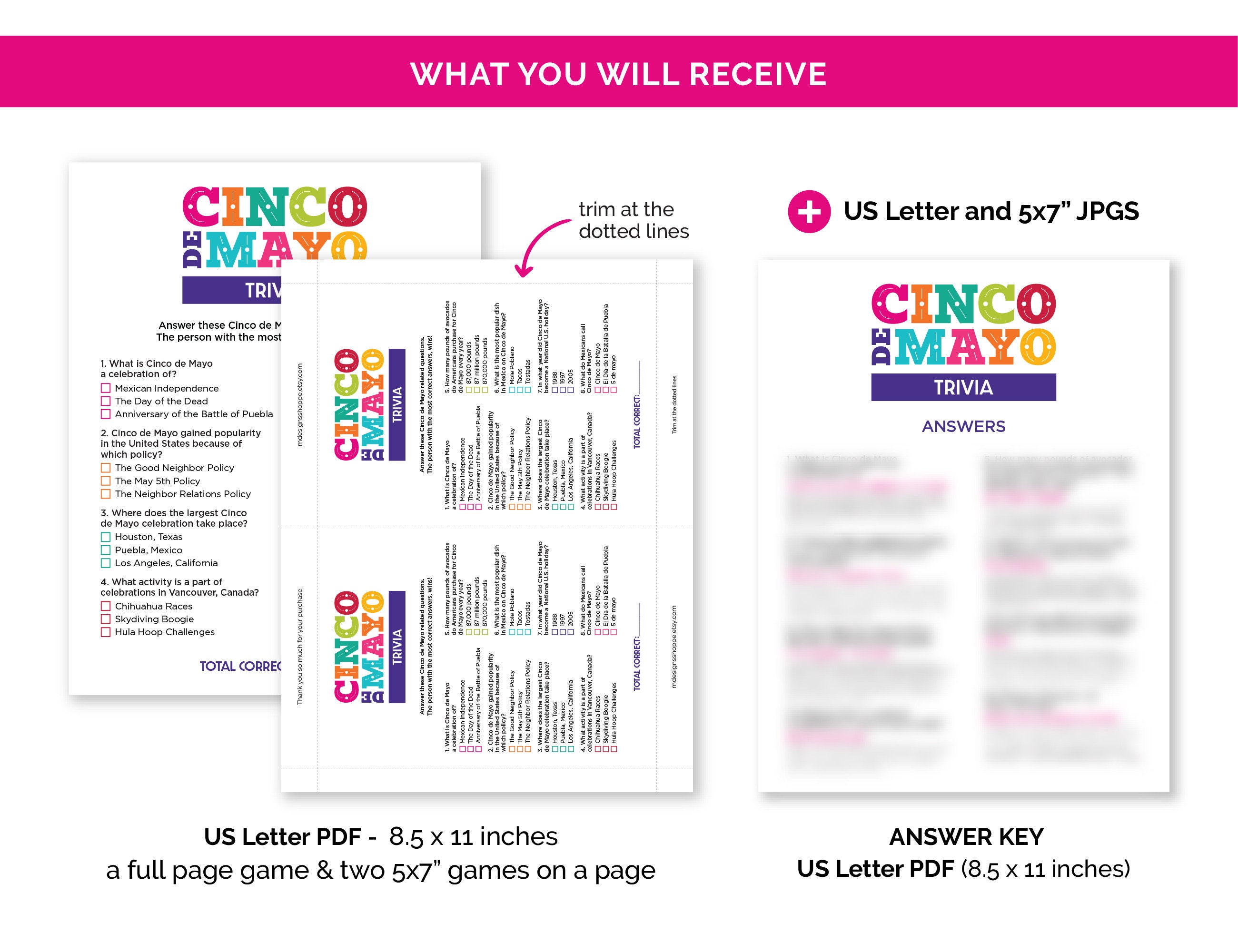 Cinco De Mayo Trivia Game, Printable Quiz With Answers for a Mexican ...