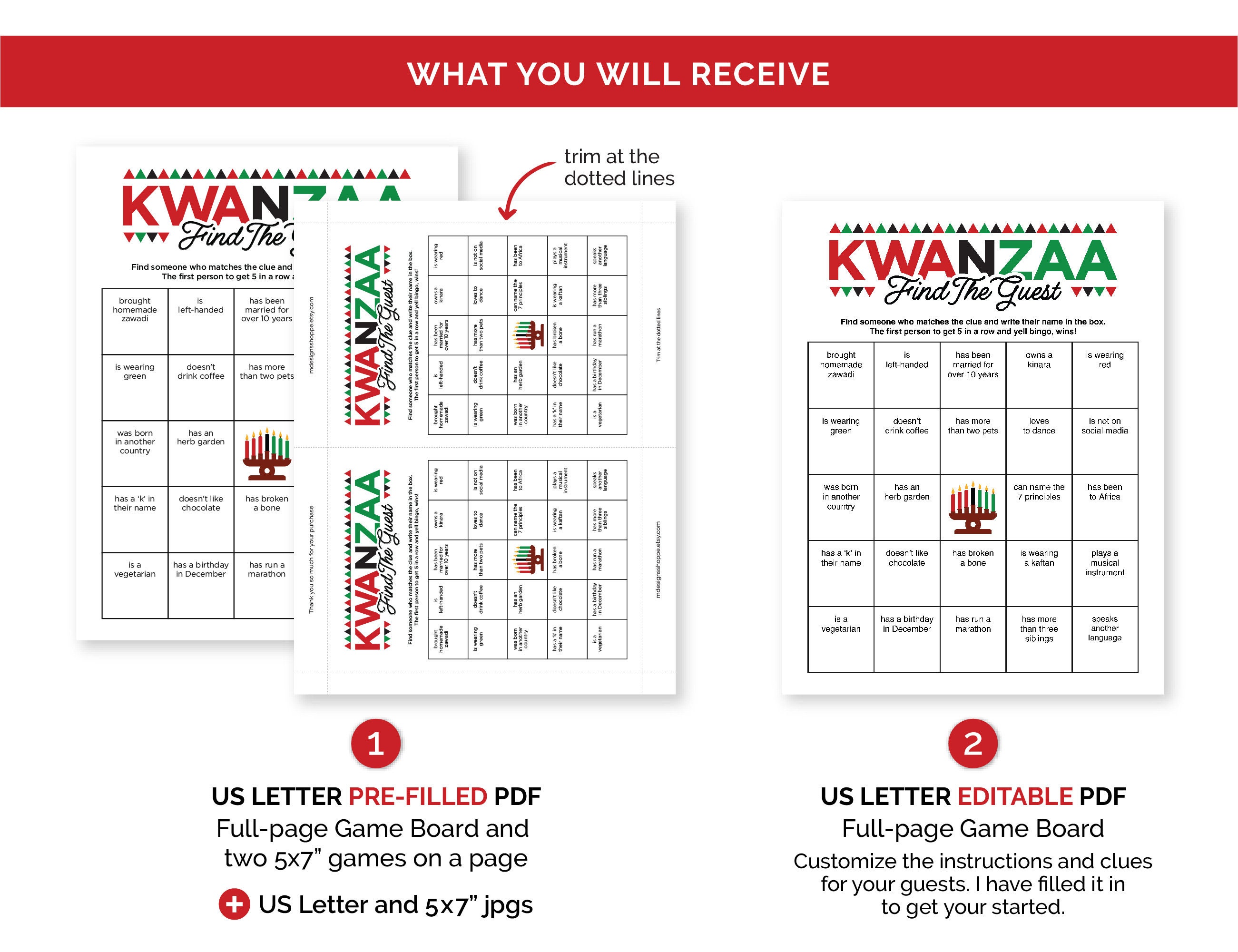 Editable Kwanzaa Find the Guest Bingo Game, Printable Kwanzaa Party Mix ...