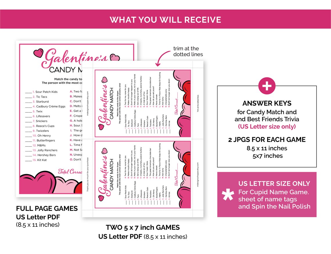 Galentine's Games for Teens, Printable Valentine's Day Games Bundle for ...