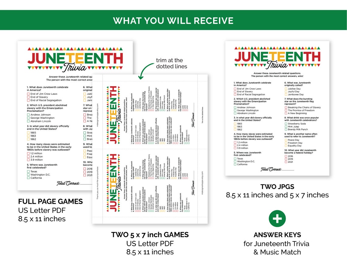 Juneteenth Games, Printable Game Bundle for Family or Classroom ...