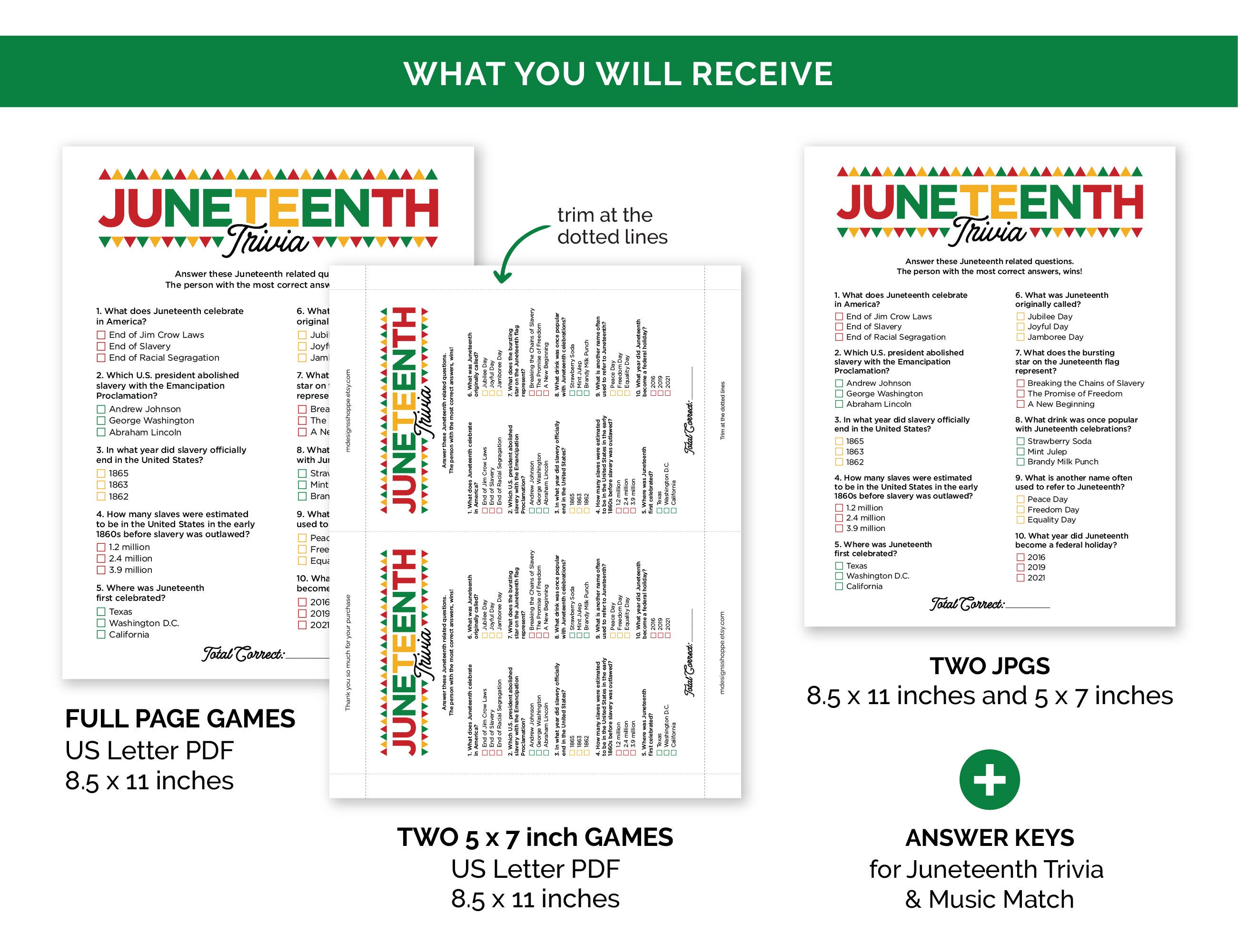 Juneteenth Games, Printable Game Bundle for Family or Classroom ...