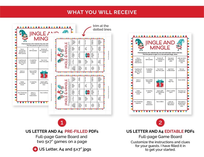 Editable Jingle and Mingle Bingo, Fun Icebreaker Game for a Holiday ...