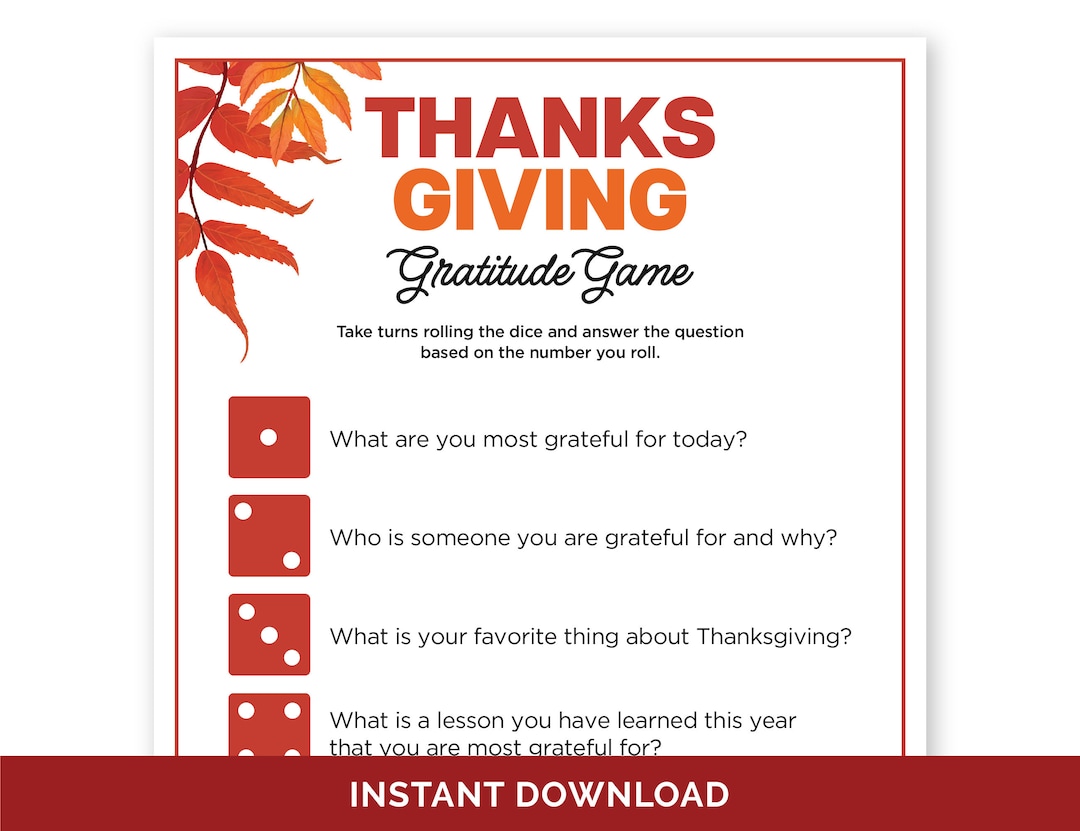 Thanksgiving Gratitude Dice Game, Printable Roll and Share Thanksgiving ...