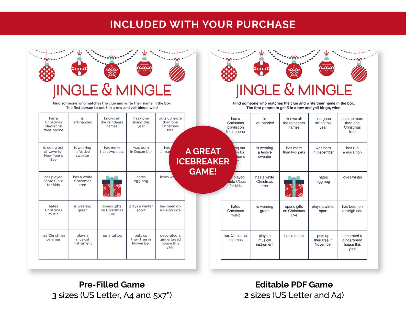 Editable Jingle and Mingle Bingo, Christmas Find the Guest Bingo Game ...