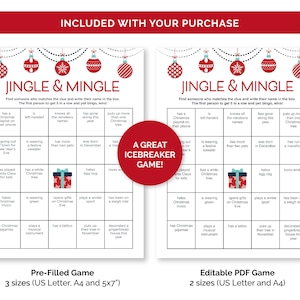 Editable Jingle and Mingle Bingo, Christmas Find the Guest Bingo Game ...