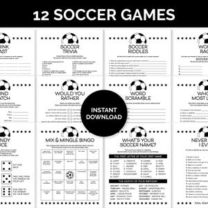 Soccer Games, Printable Games Bundle for a Soccer Team Party, Travel ...