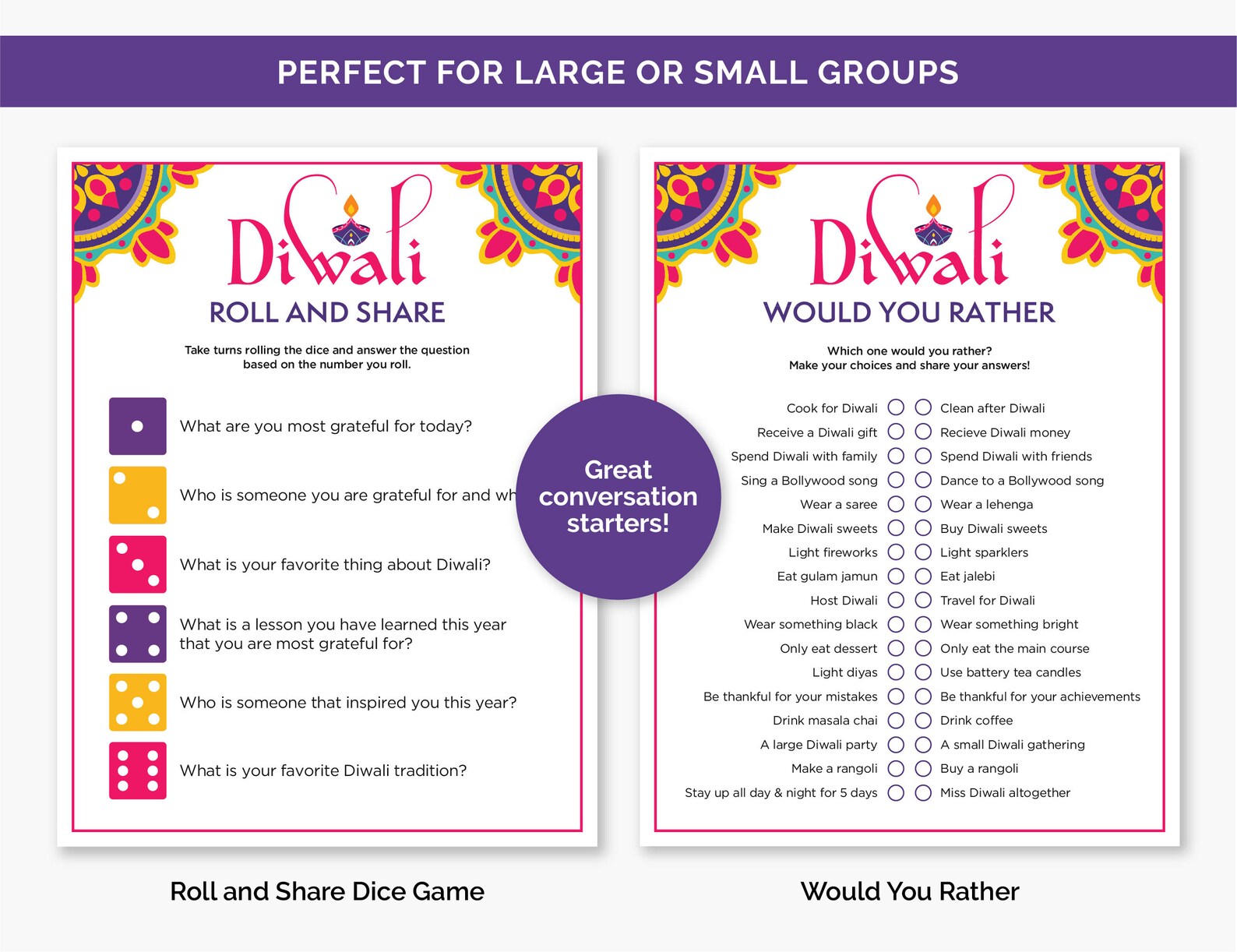 Diwali Party Games for Adults and Kids, Printable Icebreaker Games ...
