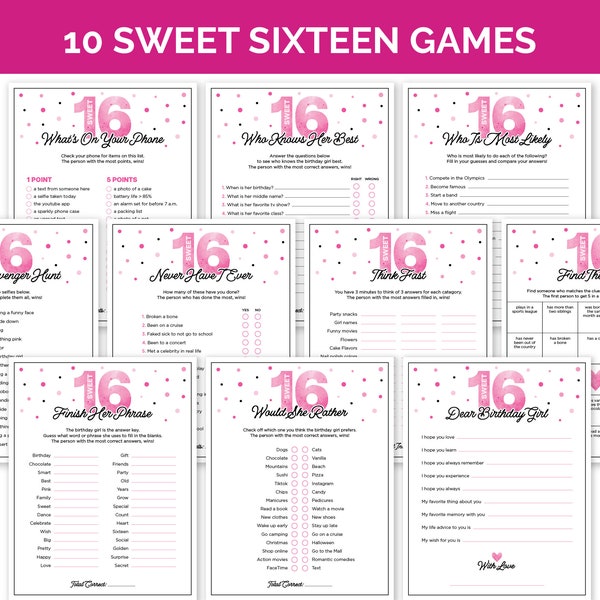 Sweet 16 Girls Game - Etsy