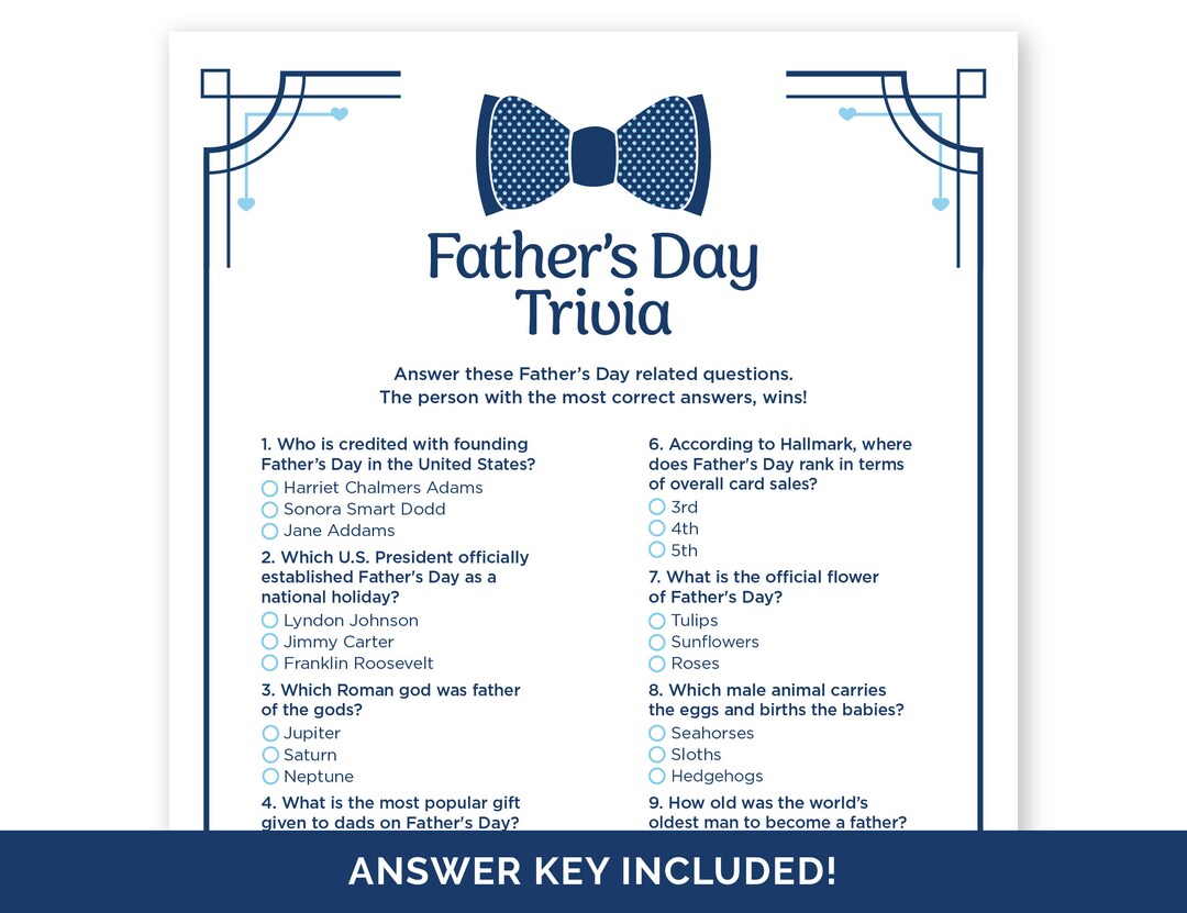 Father's Day Trivia Game, Printable Father's Day Quiz for Families ...