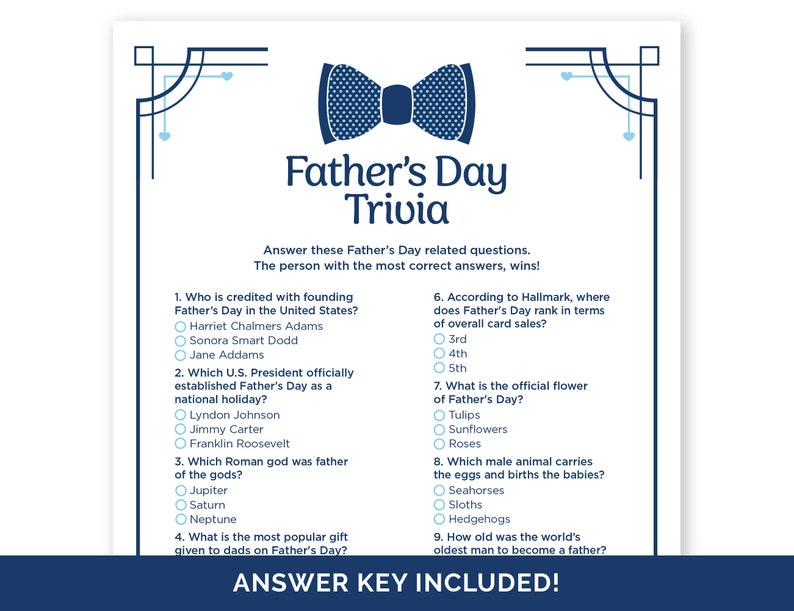 Father's Day Trivia Game, Printable Father's Day Quiz for Families ...
