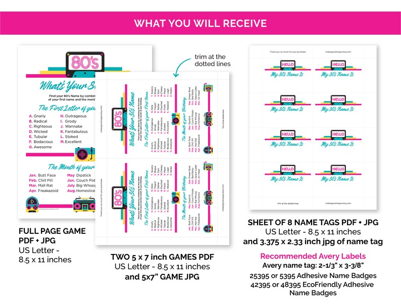 What's Your 80's Name Game, Printable 80's Party Game for Adults and ...
