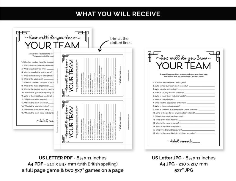 How Well Do You Know Your Team, Printable Team Building Game, Team ...