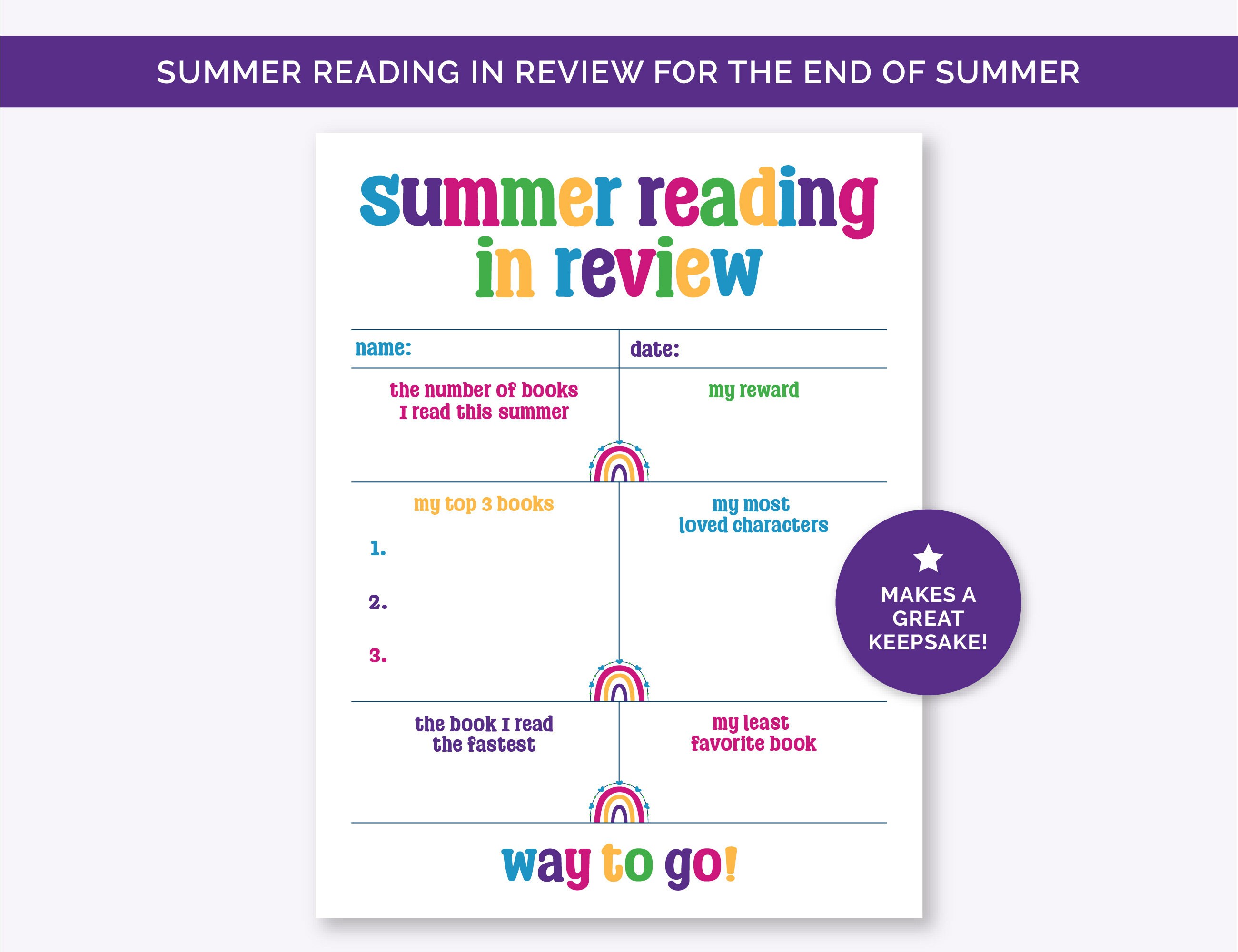 Summer Reading Challenge for Kids Printable Book Log Reading - Etsy