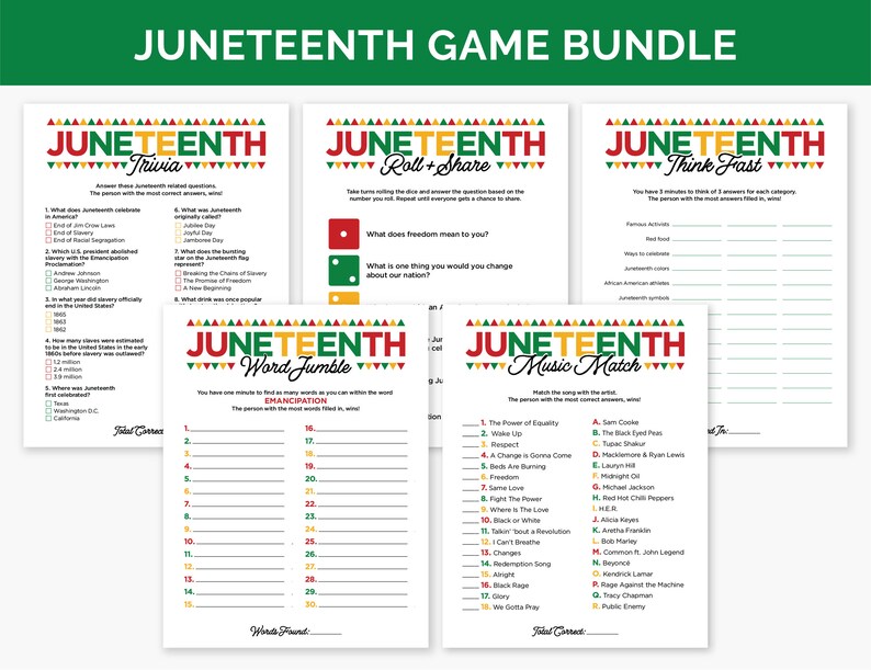Juneteenth Games Printable Game Bundle for Family or - Etsy Canada