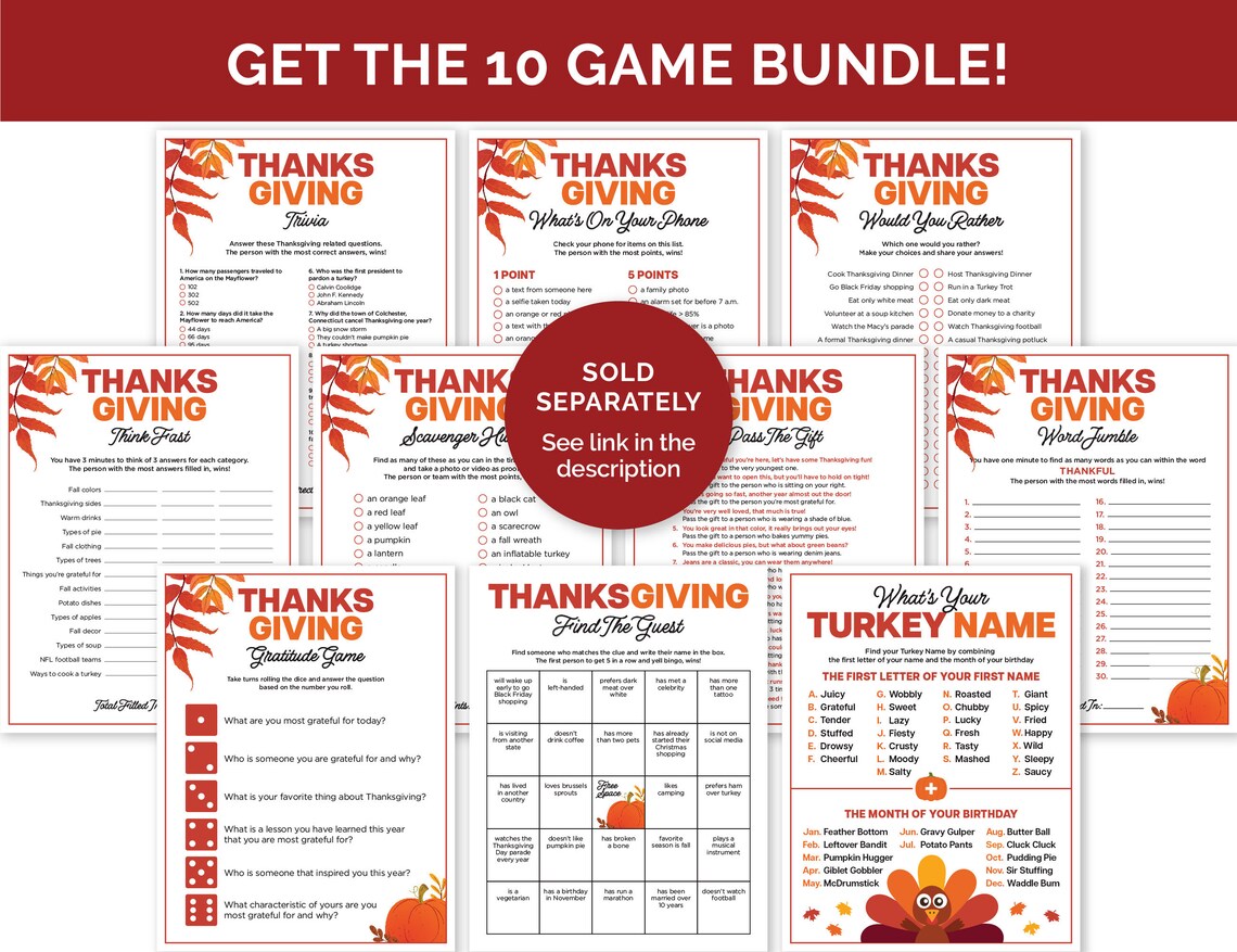What's Your Turkey Name Game, Printable Thanksgiving Party Game for ...