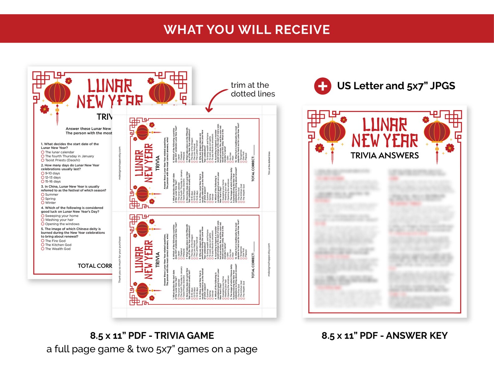 Lunar New Year Trivia Game, Printable Quiz for a Family or Classroom ...