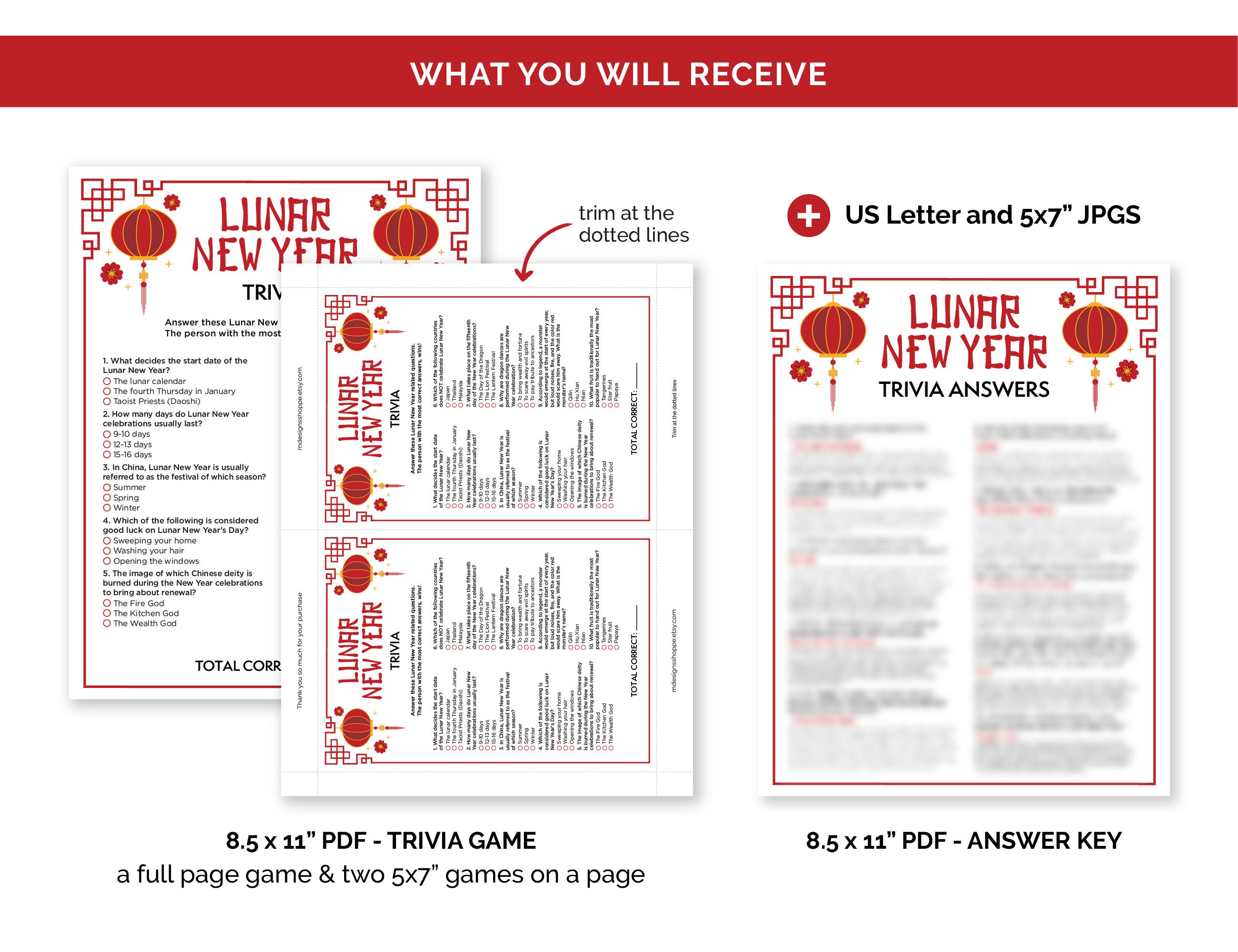Lunar New Year Trivia Game, Printable Quiz for a Family or Classroom ...
