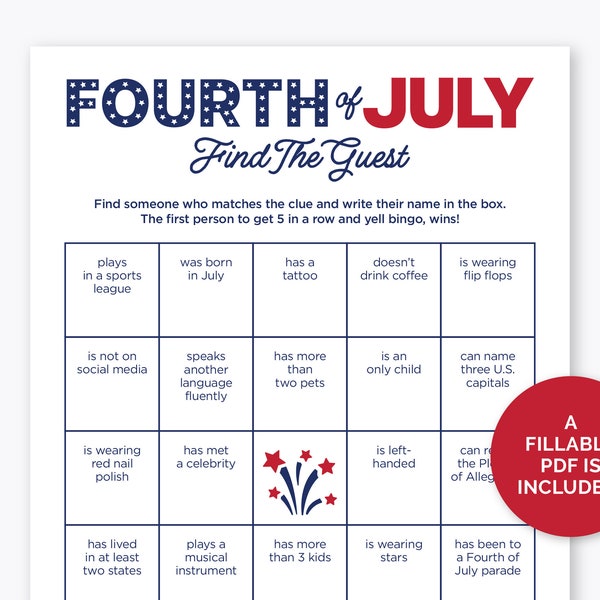 4th of July Bingo - Etsy