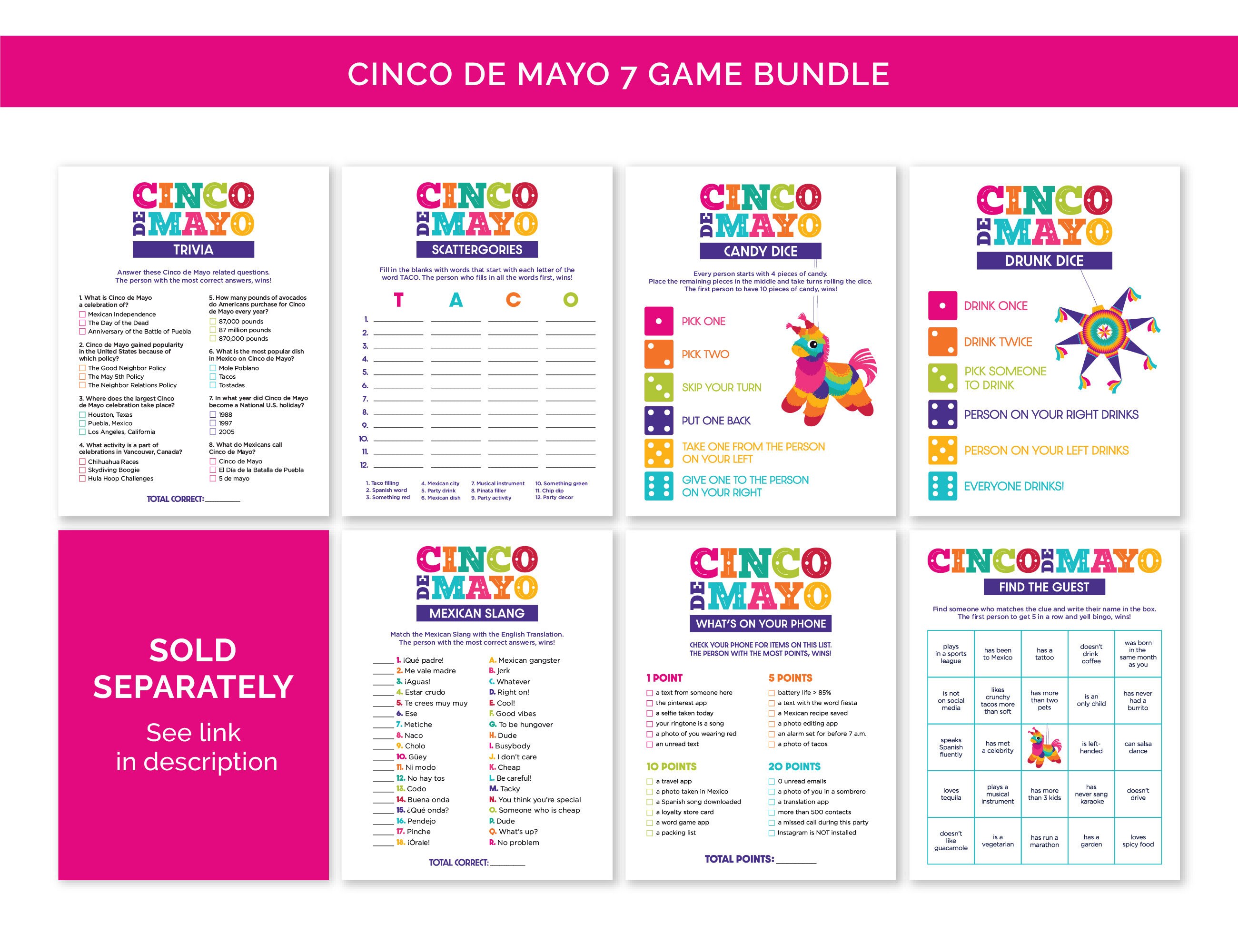 Cinco De Mayo Trivia Game, Printable Quiz With Answers for a Mexican ...