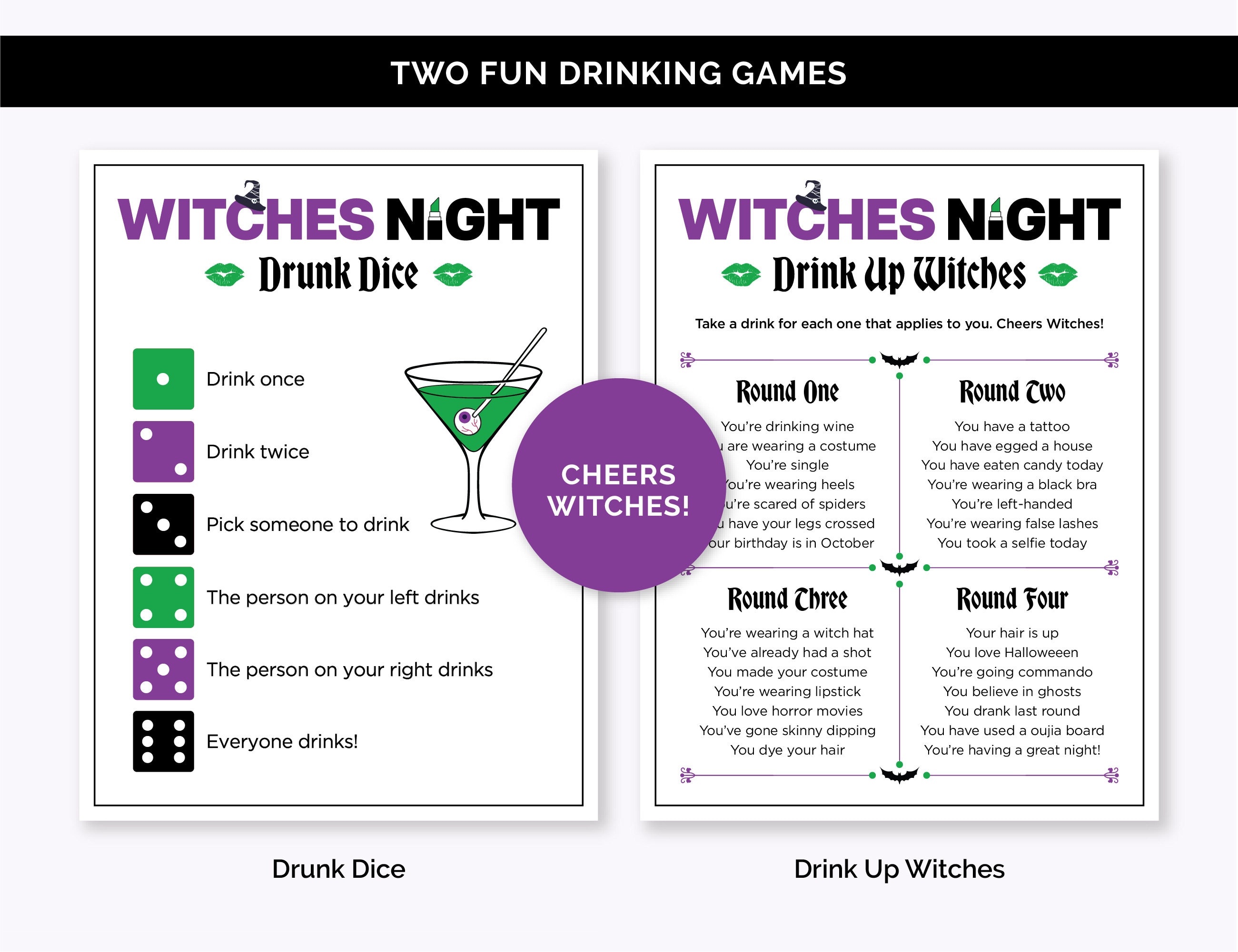 Witches Night Out Games, Printable Games Bundle for a Halloween Girls ...