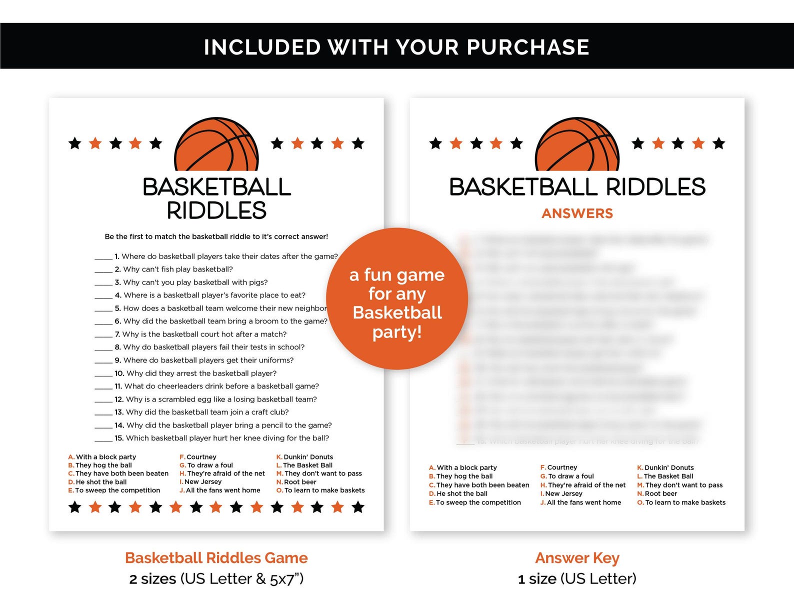 Basketball Riddles, Printable Riddle Me This Game for a Basketball Team ...