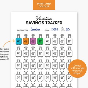 Vacation Savings Tracker Printable, Track Your Money Savings for Your ...
