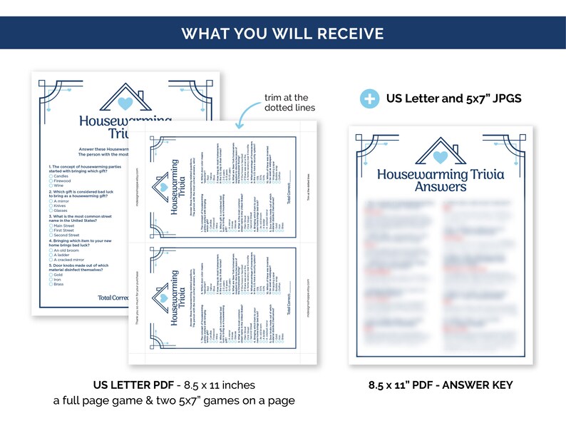 Housewarming Trivia Game, Printable Housewarming Quiz, Housewarming ...
