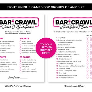 Bar Crawl Games Bundle, Printable Bar Hopping Games for a Birthday Bar ...