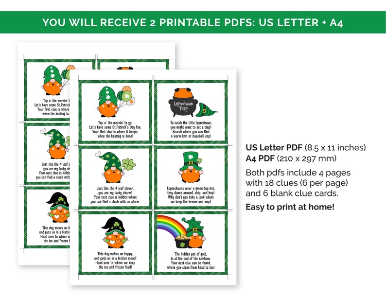 St. Patrick's Day Scavenger Hunt for Kids, Printable Leprechaun Gnome ...