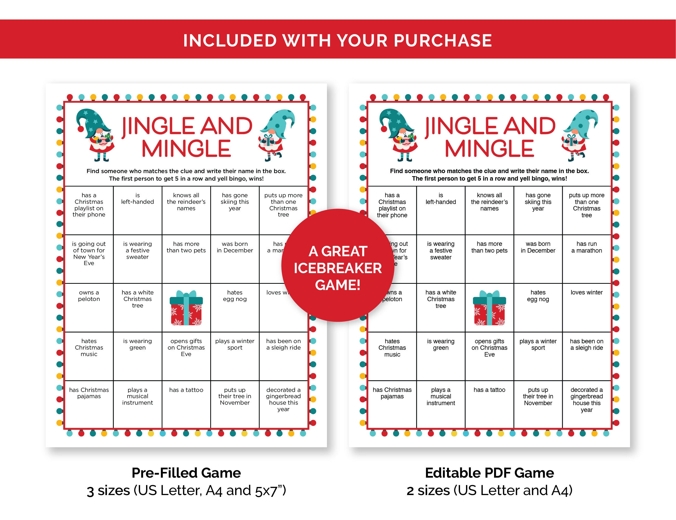 Editable Jingle and Mingle Bingo, Fun Icebreaker Game for a Holiday ...