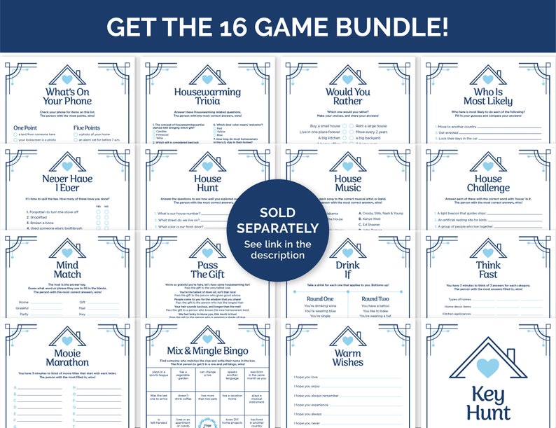 Housewarming Party Game, House Music Match-up Game, New Home Party Game ...