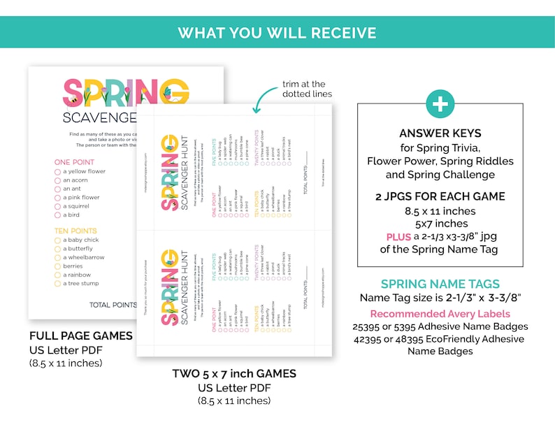 Spring Games Bundle, Printable Spring Party Games for Kids, Teens and ...